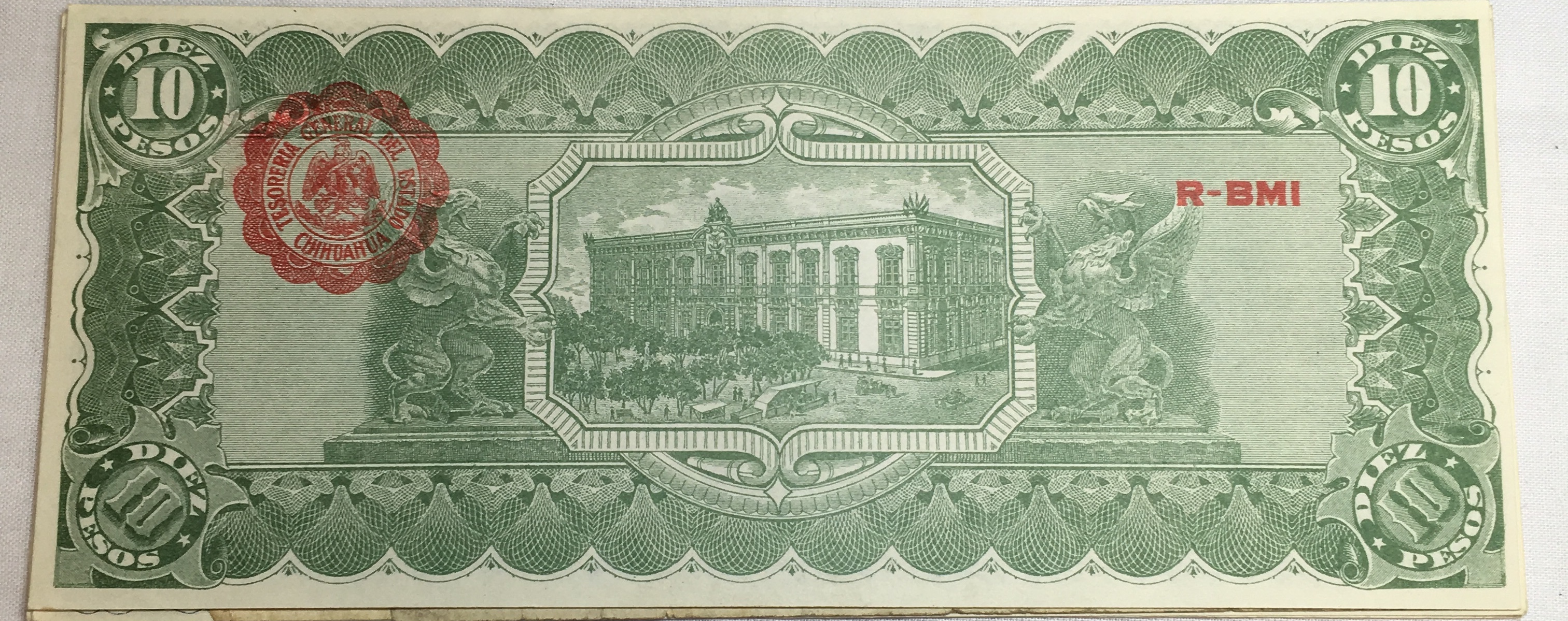 1915 Mexico Revolutionary State of Chihuahua 10 Peso Note - High Grade ...