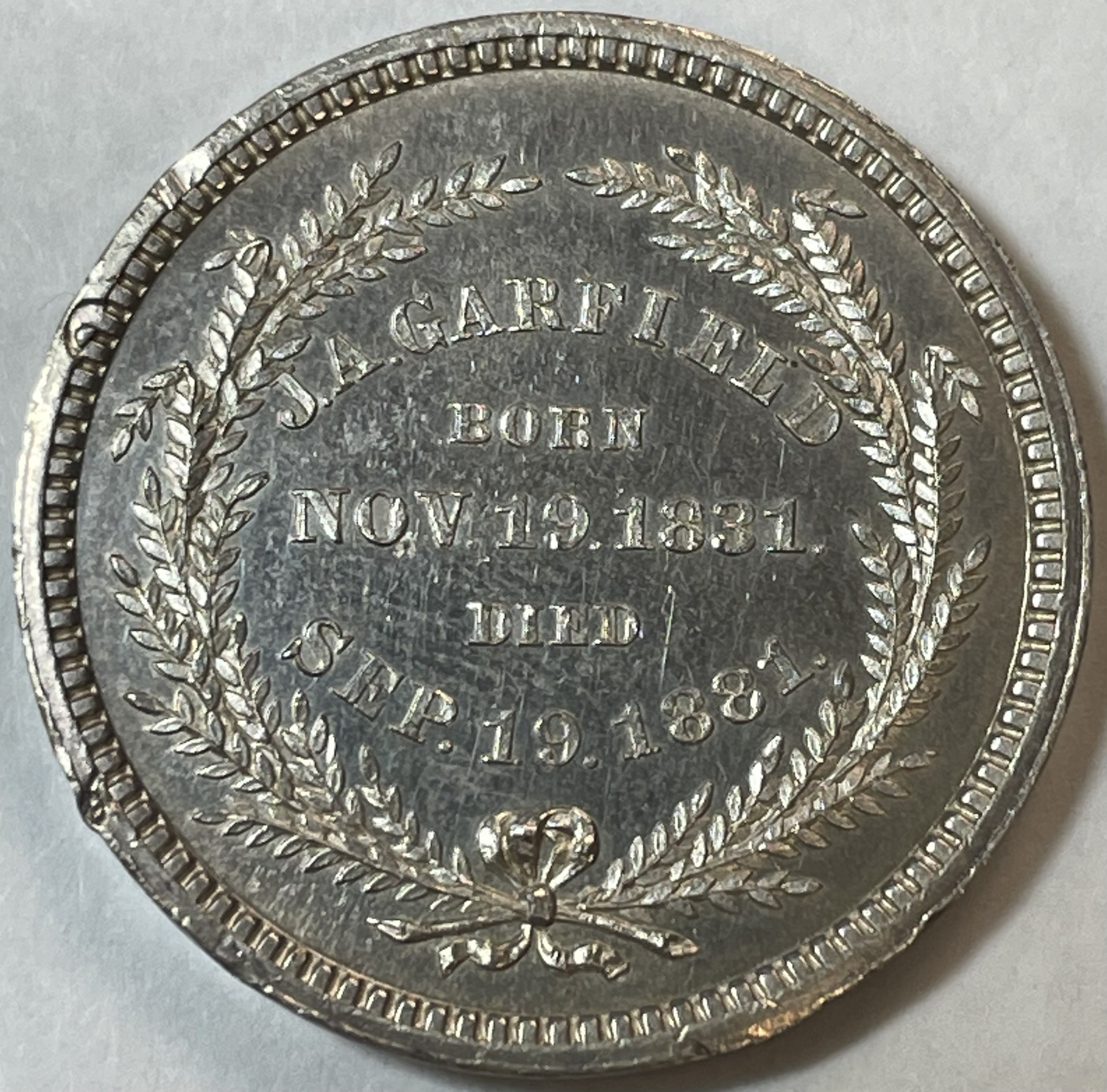 RARE 1881 SILVER President James Garfield Memorial Medal Designed by U ...