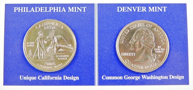 (2) CALIFORNIA State Quarters 2005 Both Philadelphia & Denver Mints ...