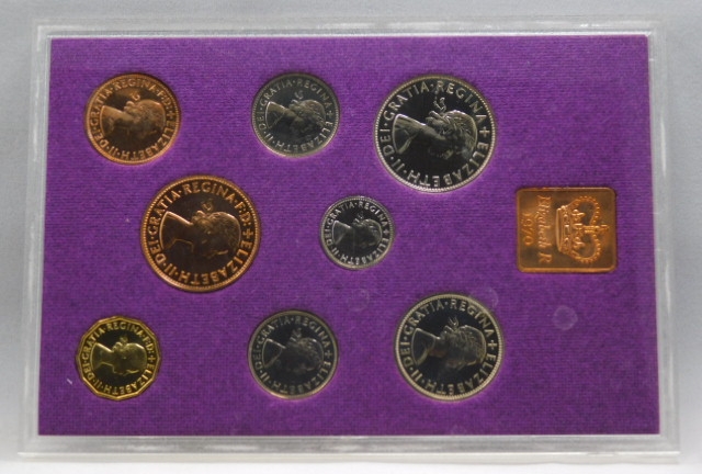 1970 Coinage of Great Britain and Northern Ireland - 8 Coin Set in Display Case | Property Room
