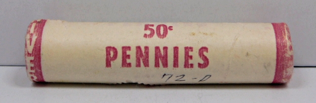 1972-D Roll Of Fifty (50) Pennies All Uncirculated | Property Room