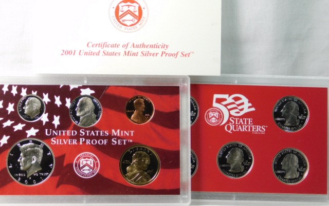 2001 United States Mint SILVER Proof Set - Complete with 2001 State ...