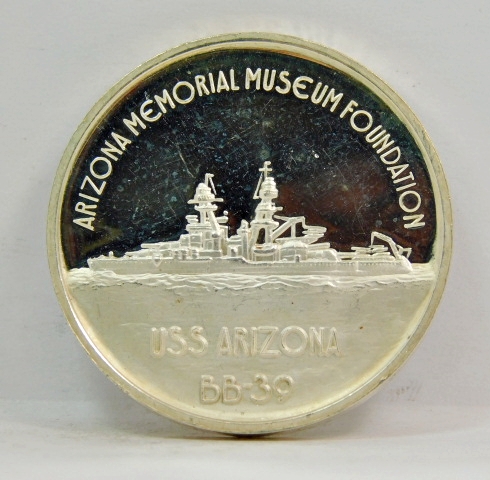 Pearl Harbor Tribute .999 SILVER PROOF ROUND! USS Arizona Commemorative ...