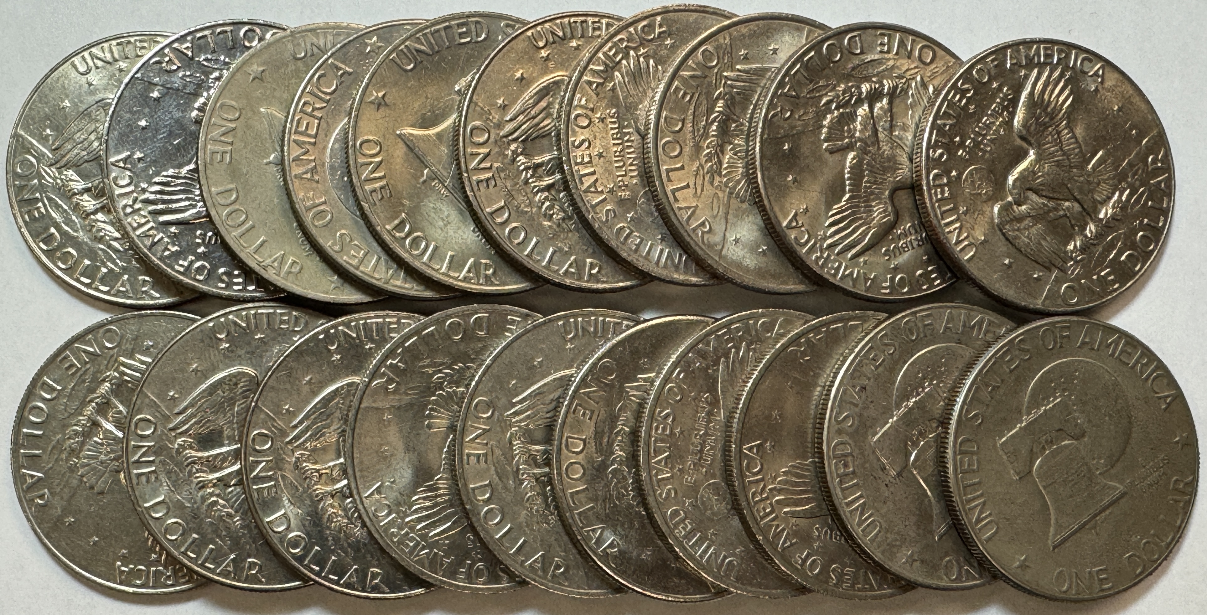 Lot of (20) 1970's Eisenhower "Ike" Dollars Including 1976 U.S ...
