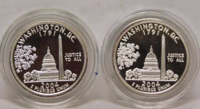 2004-S Washington D.C. Proof Silver Quarter Replica Set from the ...