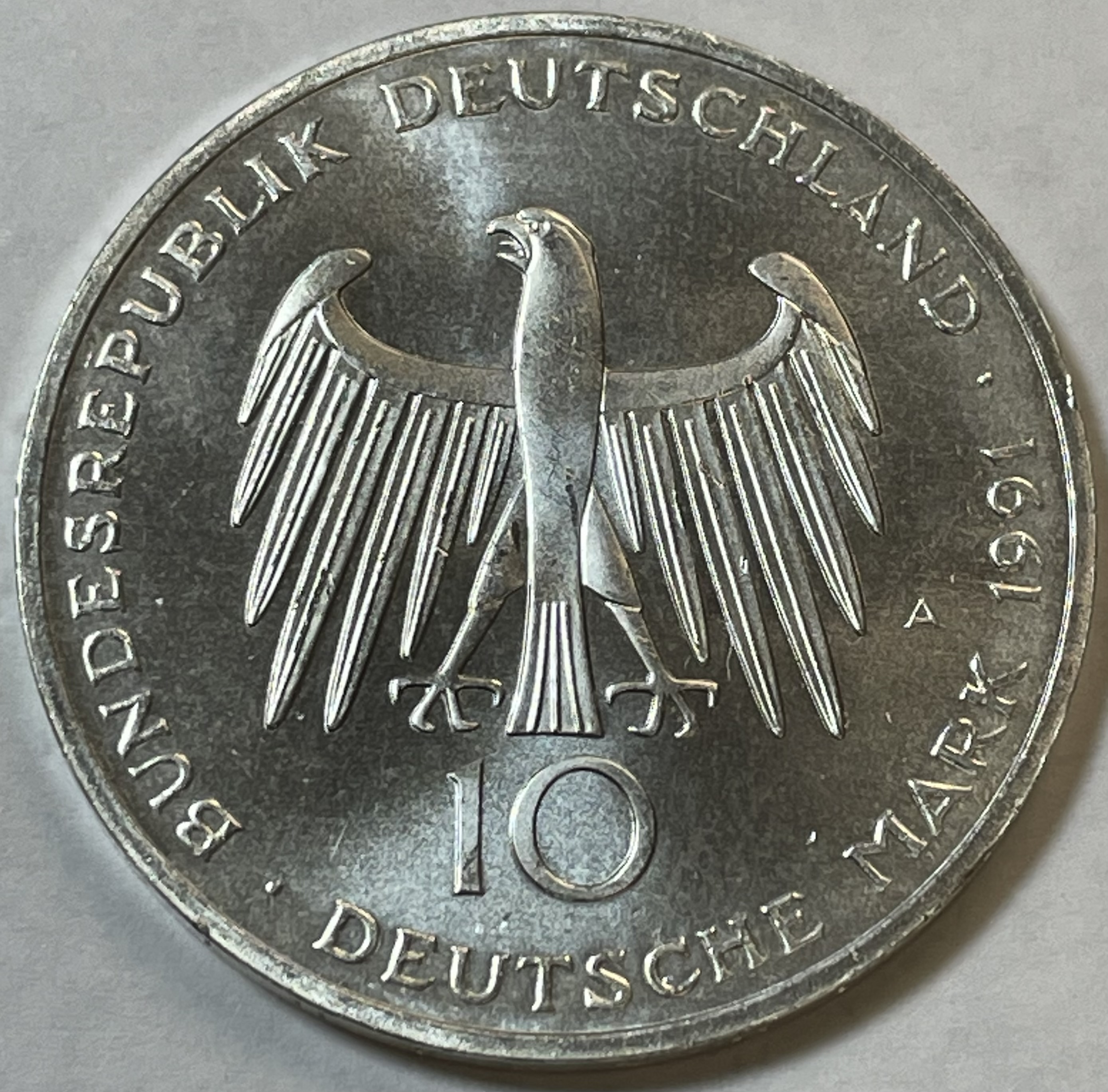 1991A Germany SILVER 10 Mark 200th Anniversary of Berlin's Brandenburg ...
