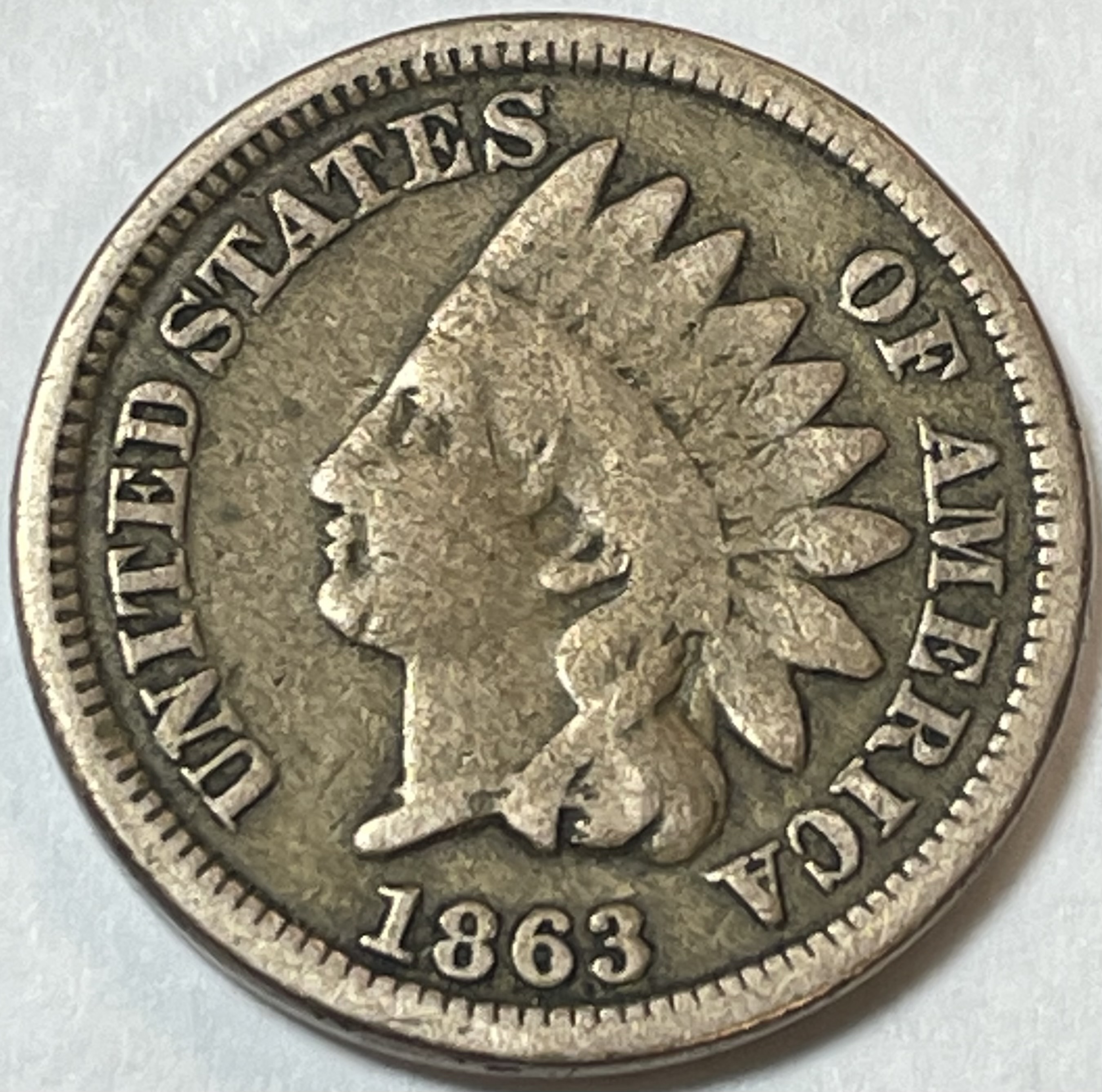 1863 Copper Nickel Variety Indian Head Cent - Civil War Era Issue ...