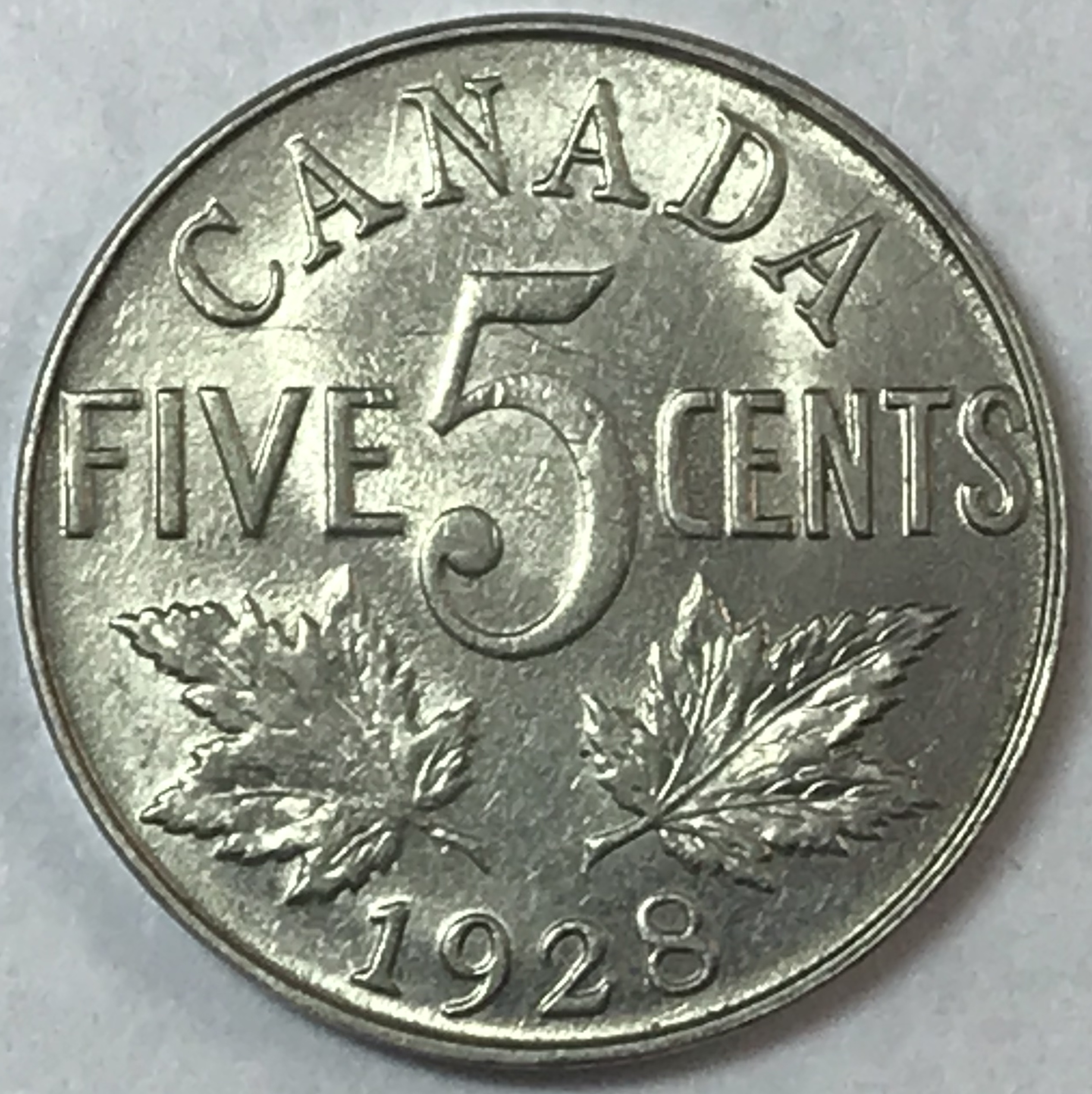 1928 Canada 5 Cents Nice Original Luster Property Room