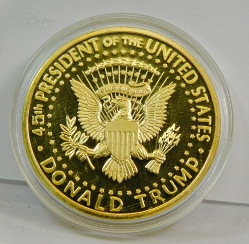 2018-T Trump 24K Gold Layered Coin! Brilliant Proof & Airtight ...