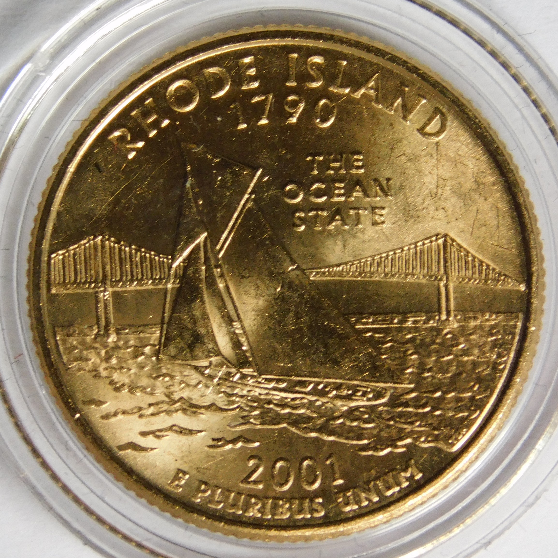 2001-P 24K Gold-Layered Rhode Island Commemorative State Quarter - In ...