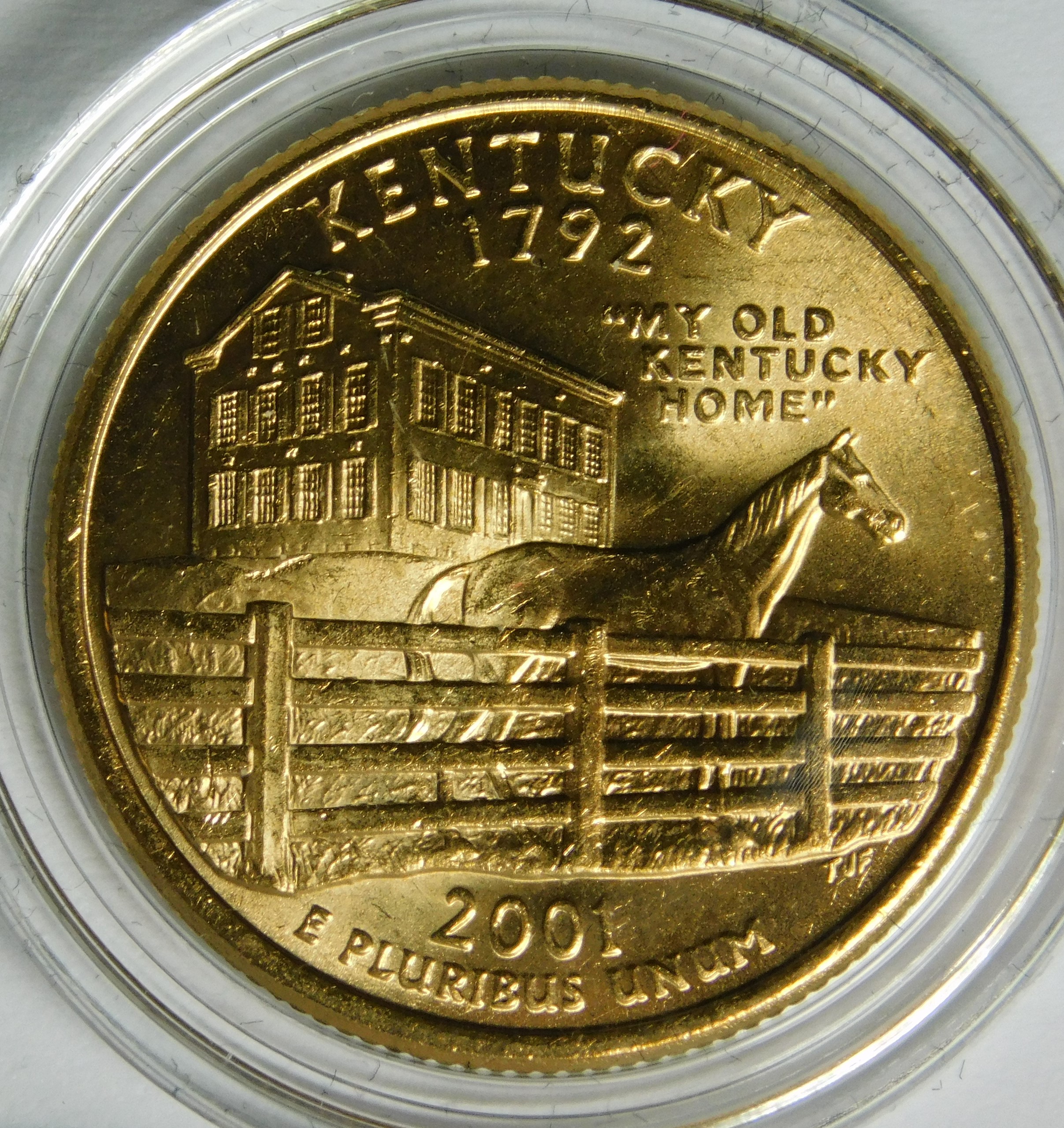 2001-P 24K Gold-Layered Kentucky Commemorative State Quarter - In ...
