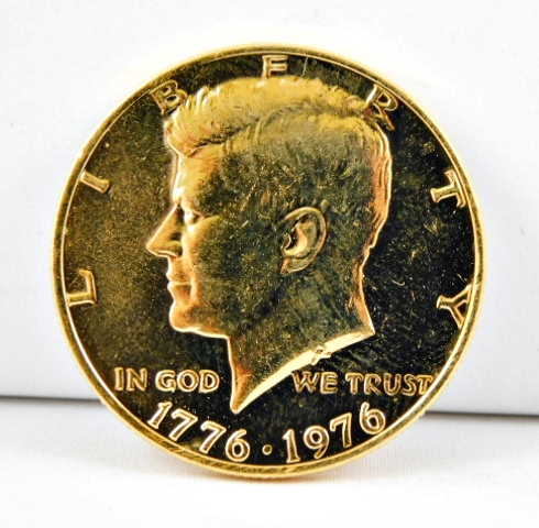 1976 24K Gold Layered Kennedy Bicentennial Half Dollar | Property Room