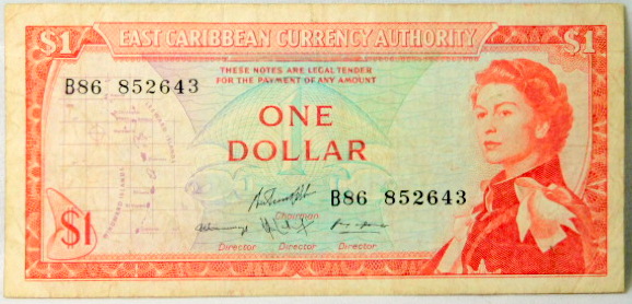 1965(ND) East Caribbean Currency Authority One Dollar circulated ...