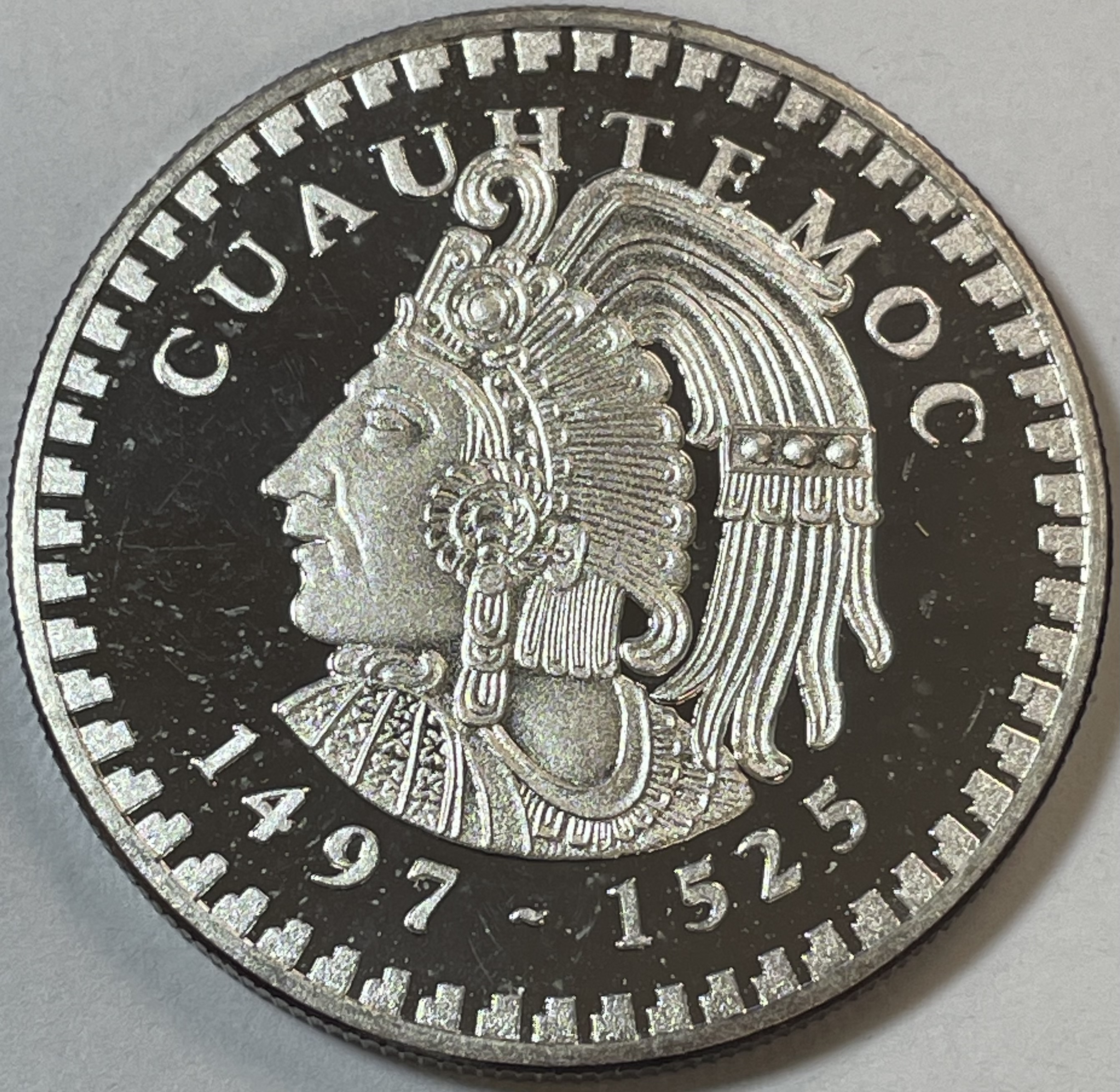 1 oz .999 Fine Silver 1984 Mexico Cuauhtemoc Aztec Onza Proof ...