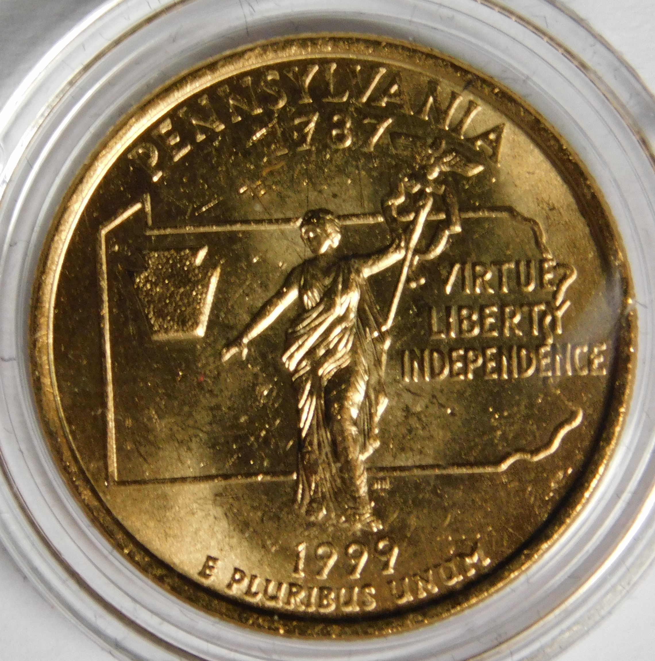 1999-P 24K Gold-Layered Pennsylvania Commemorative State Quarter - In ...
