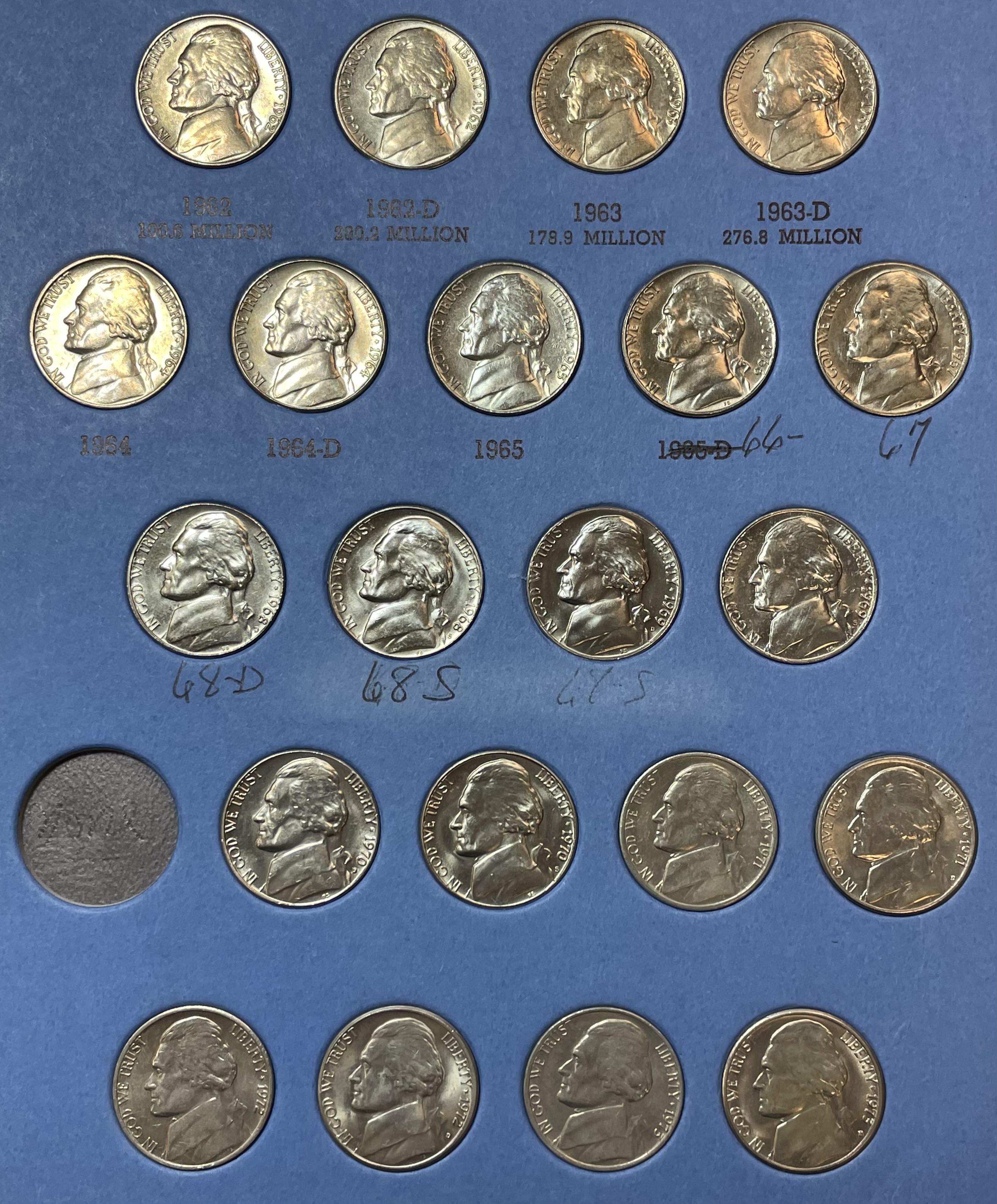 Jefferson Nickel Collection Starting 1962 w/21 Coins from the 1960's ...