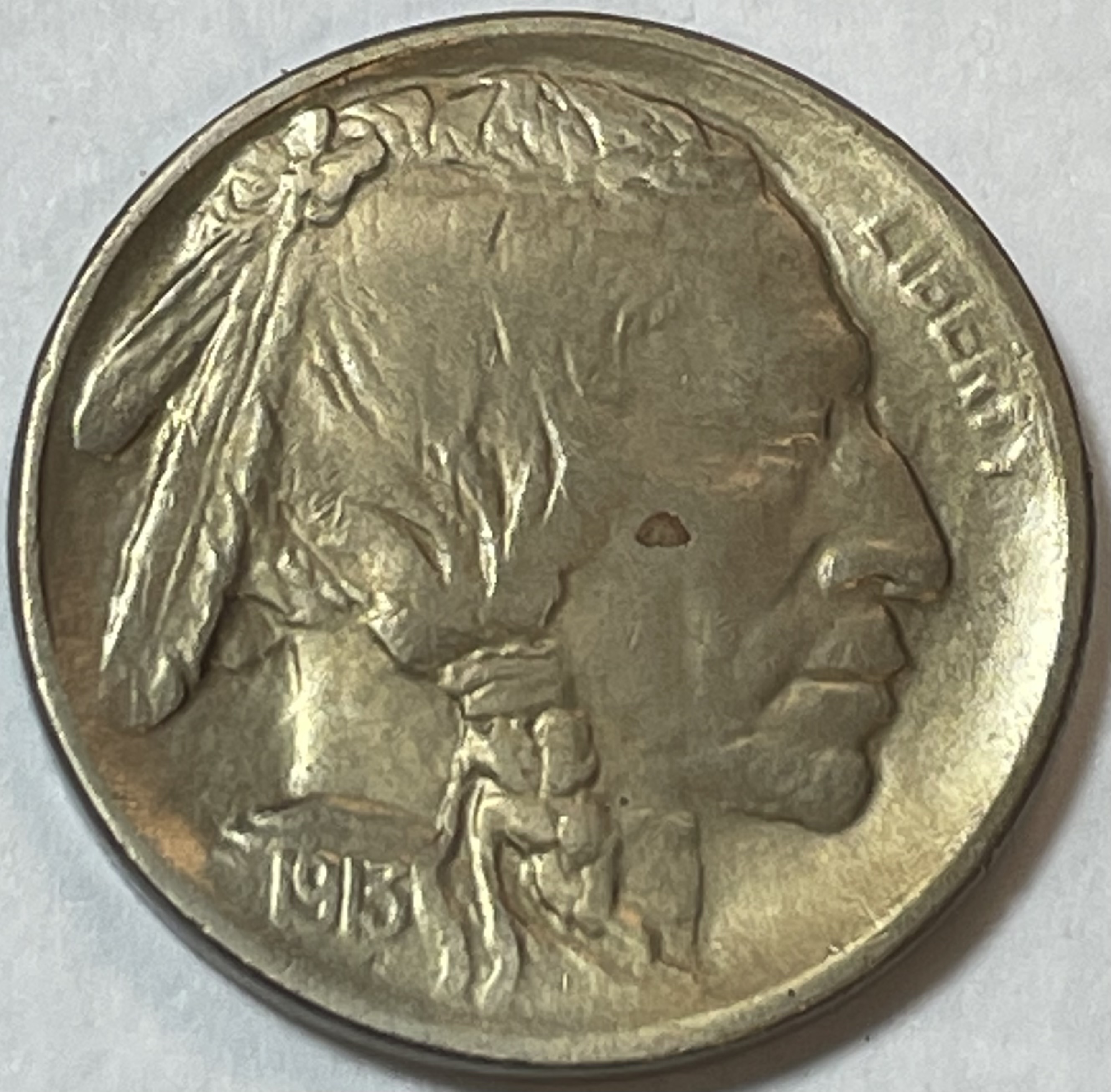 MINT ERROR 1913-S Type 1 Buffalo Nickel w/Foreign Object Strike Thru ...