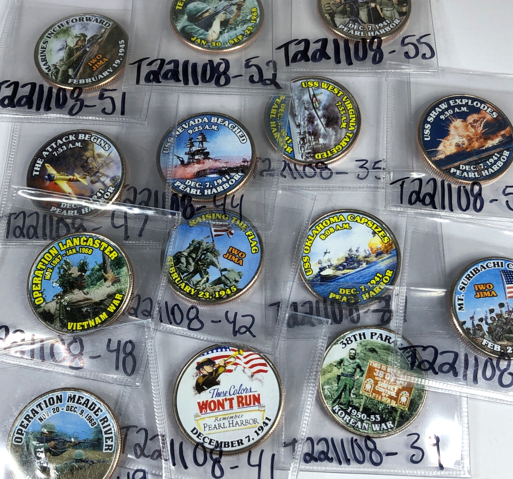 2 Pound Box of Coins Medals and Tokens Colorized Quarters and Halfs ...