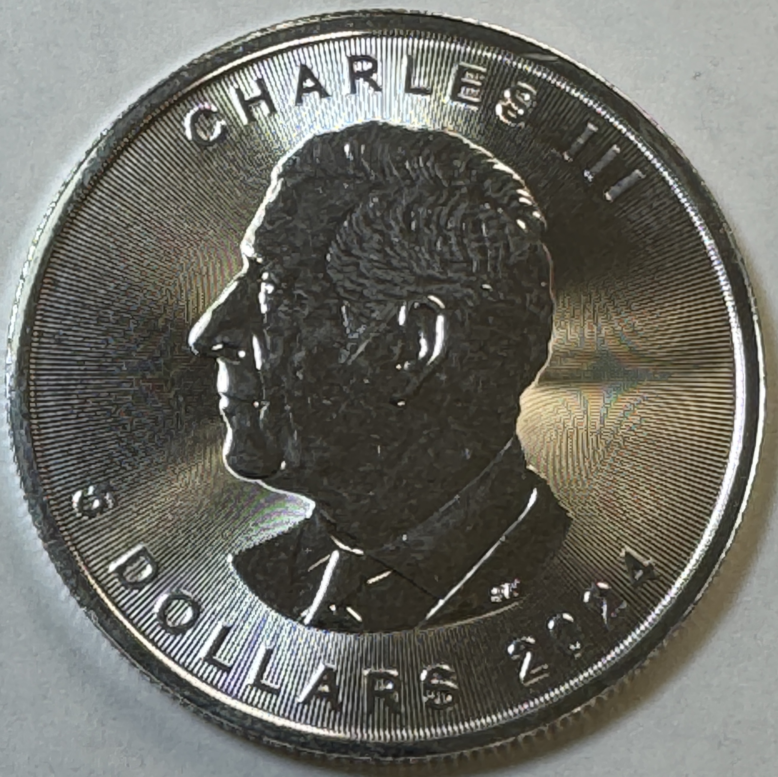 1 oz .9999 Fine Silver 2024 $5 Canadian Maple Leaf - King Charles ...