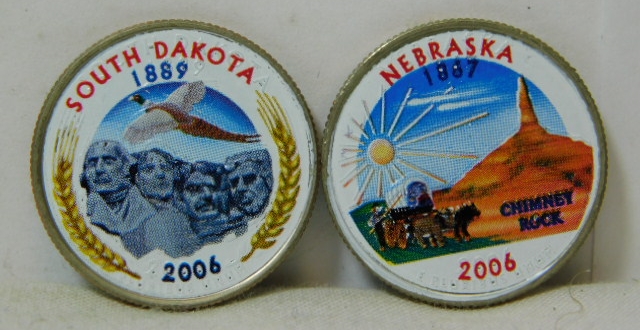 Lot of (5) 2006 Colorized State Quarters - Nebraska, South Dakota ...