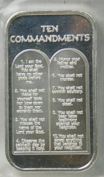 1 oz 999 Fine Silver Bar - The Ten Commandments | Property Room