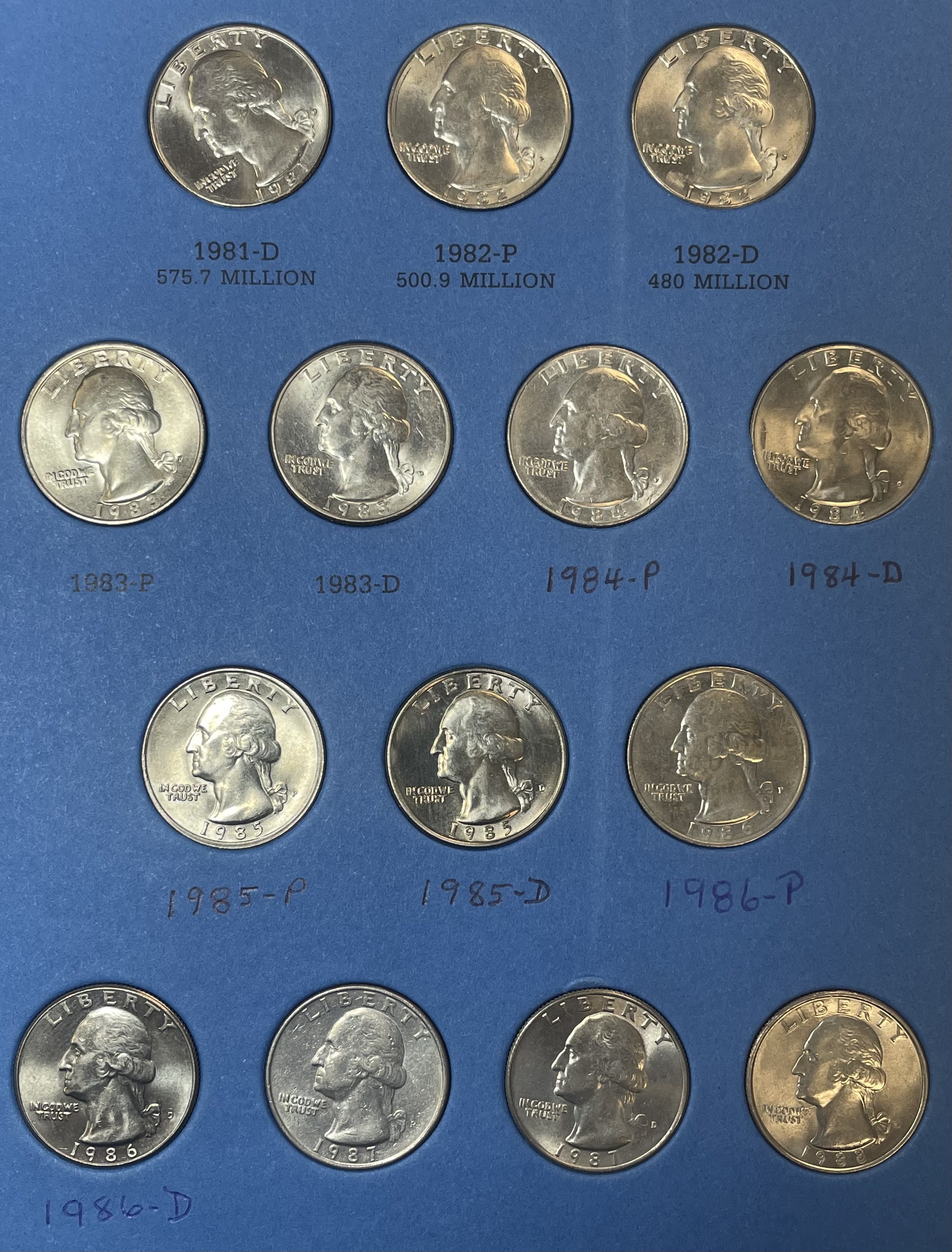 Washington Quarter Collection in Whitman Album from the 1970's, 80's ...