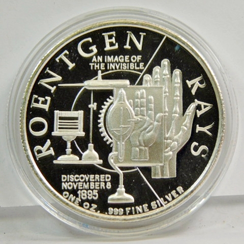 1 oz .999 Fine Silver Proof Commemorative of the 1895 Discovery of X ...