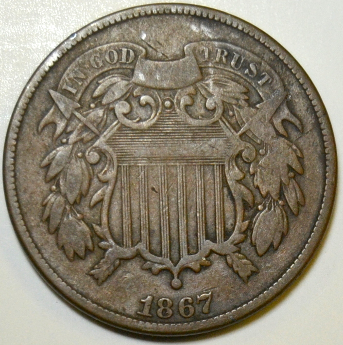 1867 2 Cent piece, Designer - Engraver James B Longacre | Property Room