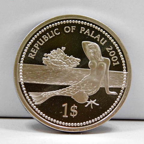 2001 $1 Republic of Palau - Mermaid - Colorized Marine Life ...