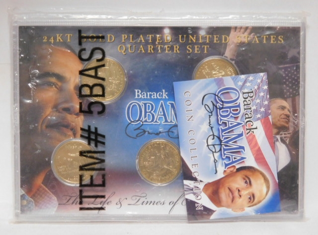 24K Gold Plated Colorized Quarter Set - Barack Obama Coin Collection ...