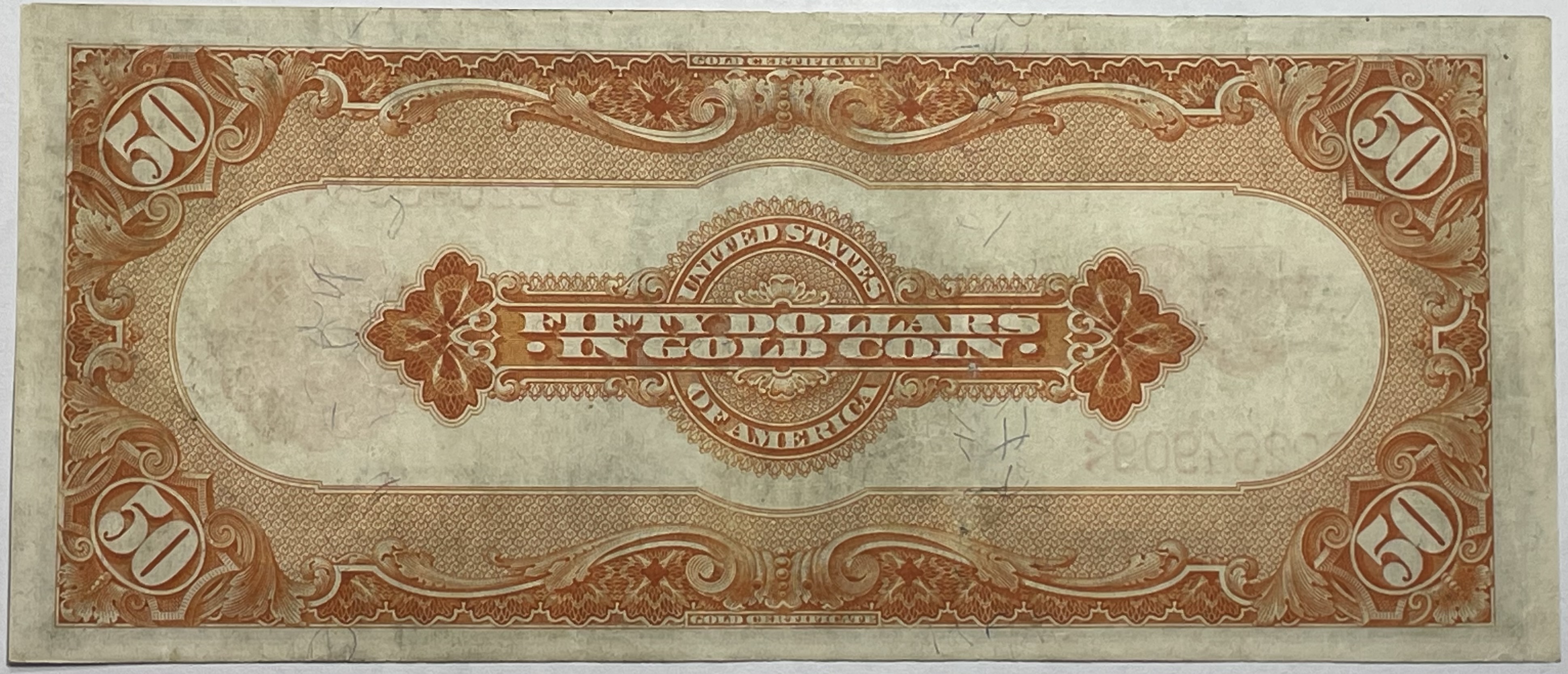 1922 $50 Large Size Gold Certificate Note Payable in Gold Coin - HIGHER ...