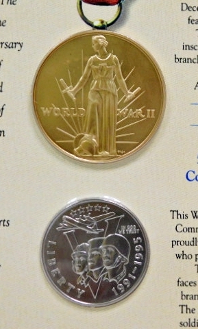 WW2 50th Anniversary Commemorative Coin & Victory Medal Set (1) 1995 ...