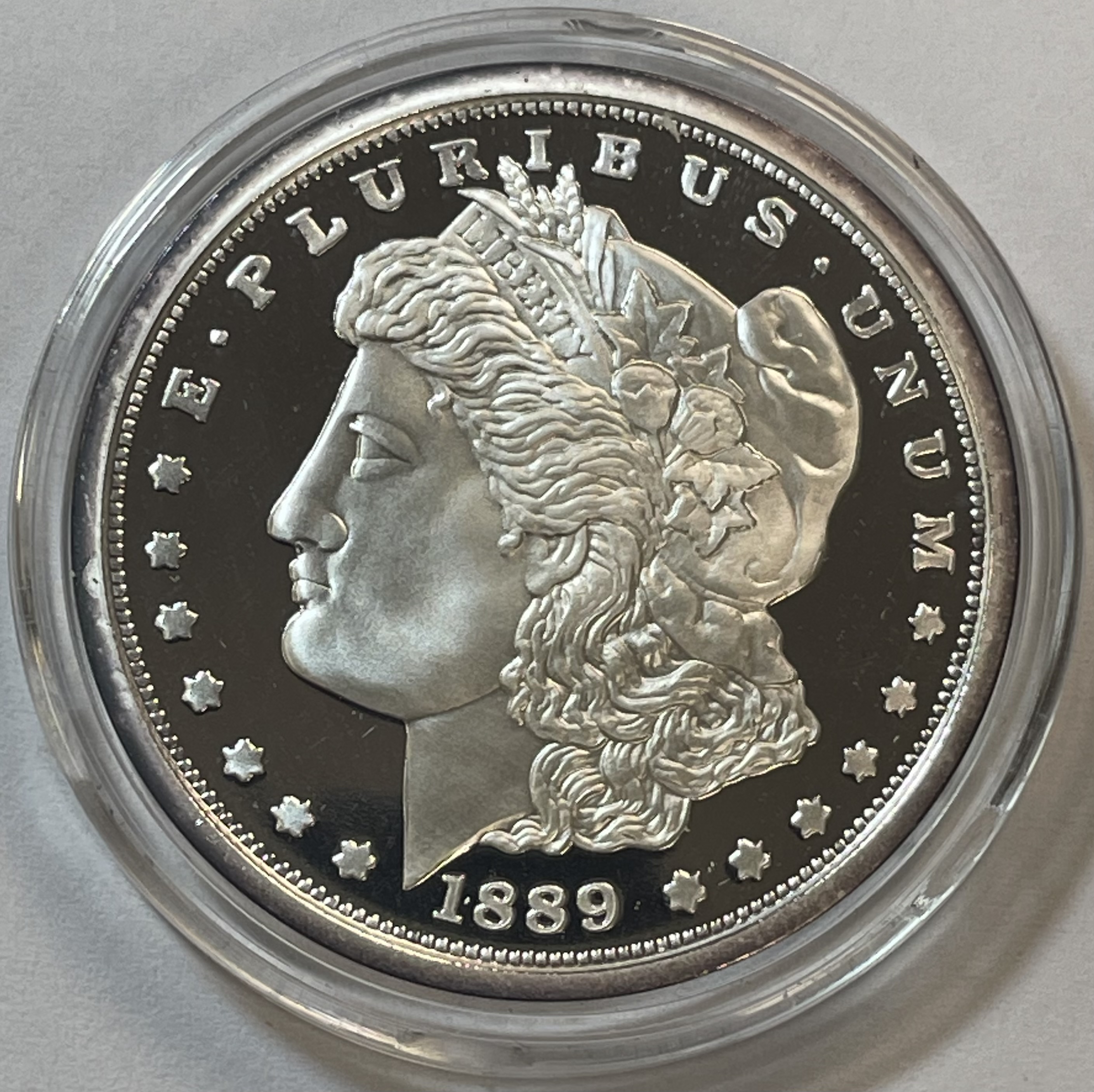 1889-CC Silver Layered Morgan Silver Dollar Replica*Proof*In Protective ...