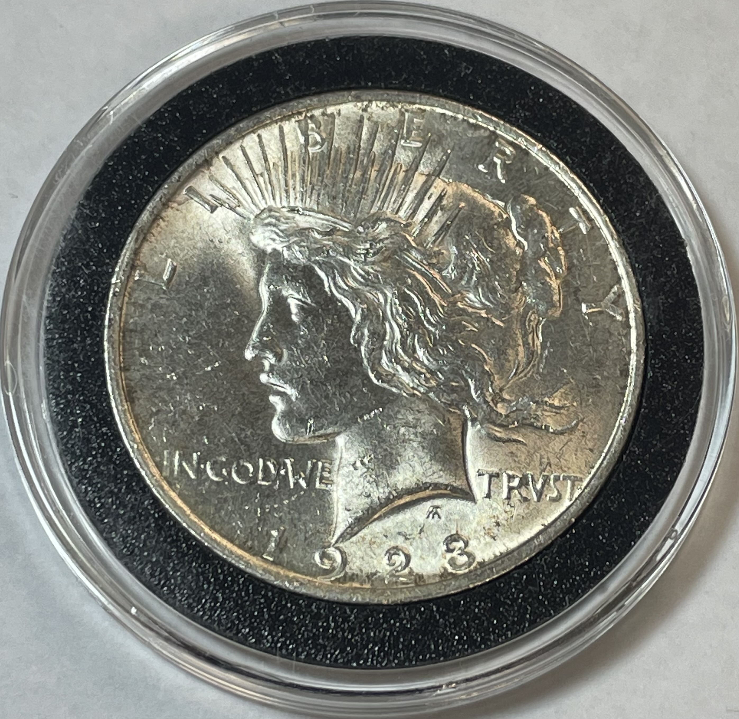HIGH GRADE 1923 Peace Silver Dollar - Cartwheel Luster - Protected in ...