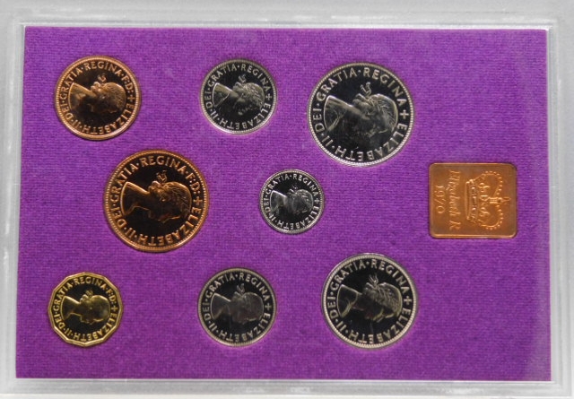 1970 Coinage of Great Britain and Northern Ireland - 8 Coin Set in Display Case | Property Room