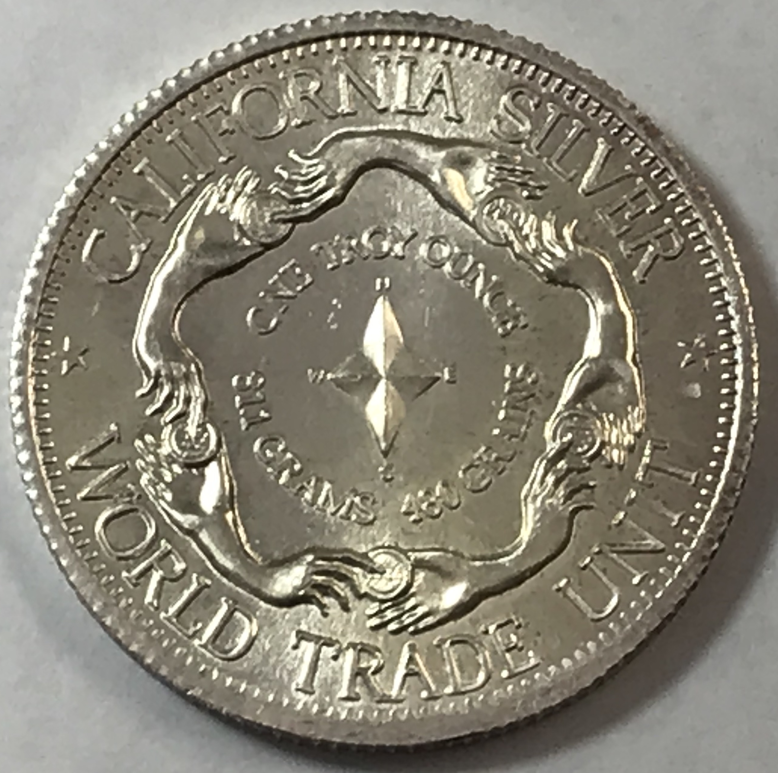 1974 California Silver World Trade Unit 1 oz .999 Fine Silver Round ...