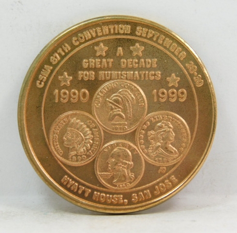 California State Numismatic Association Commemorative Medal/Coin - 1999 ...