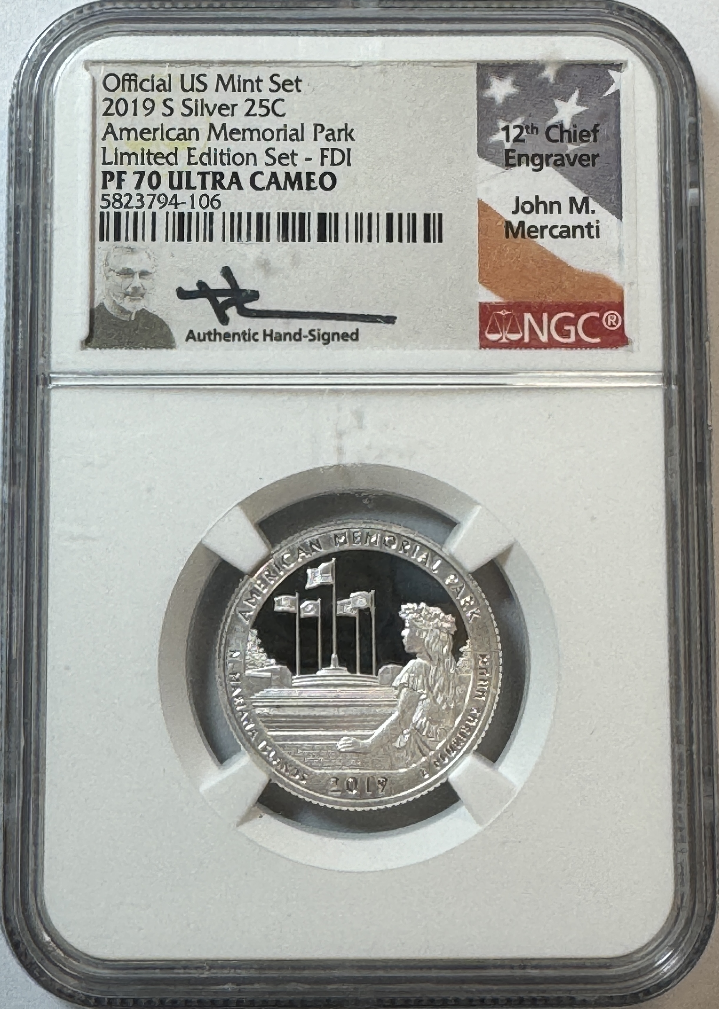 2019-S $1 American Memorial Park Silver Quarter Limited Edition Set ...