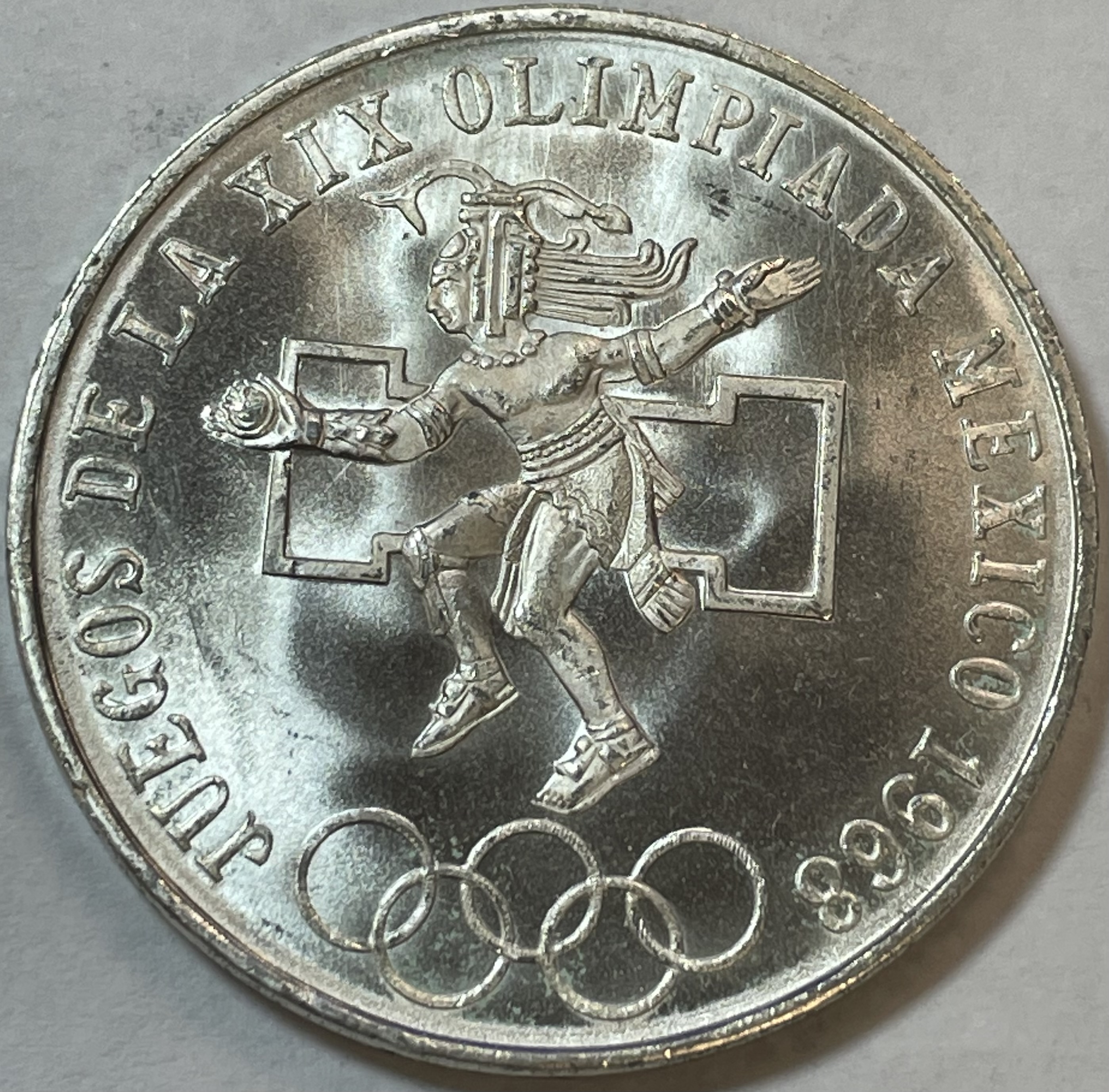 1968 Mexico Olympic Games Silver Commemorative 25 Pesos - Brilliant ...