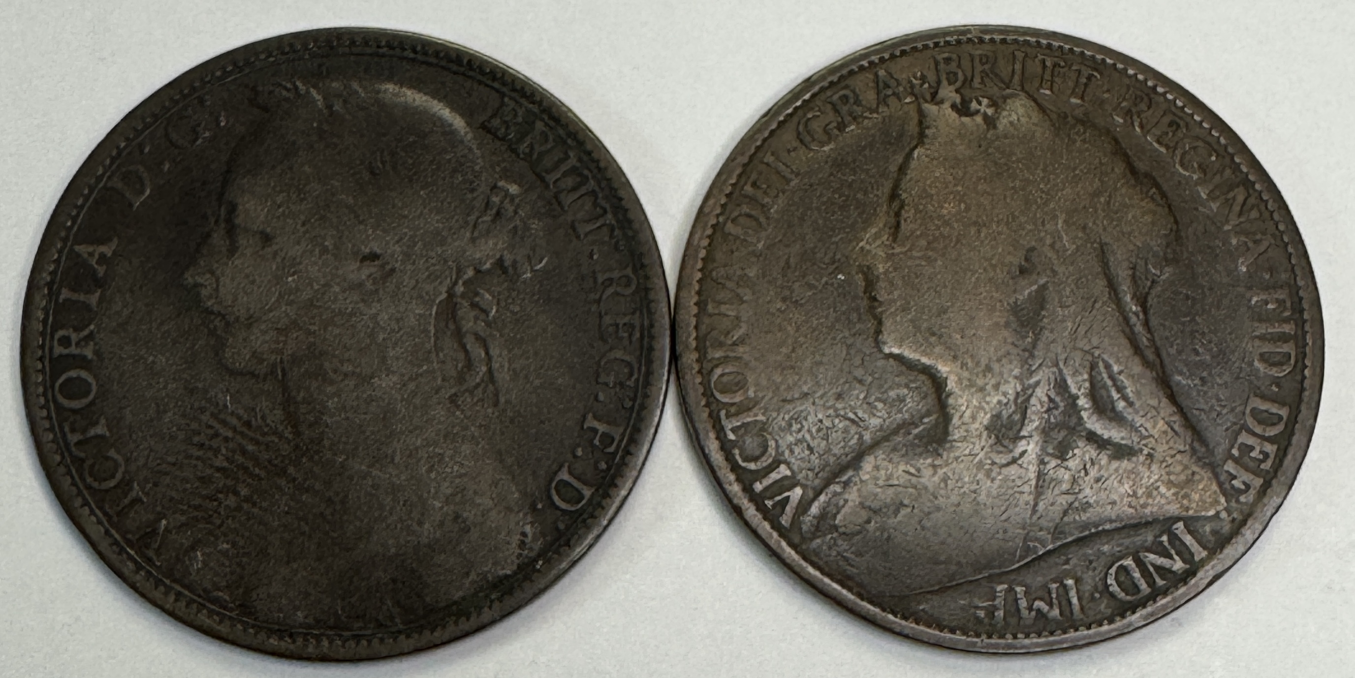 Lot of (2) 1891 & 1895 Great Britain Large Cents | Property Room