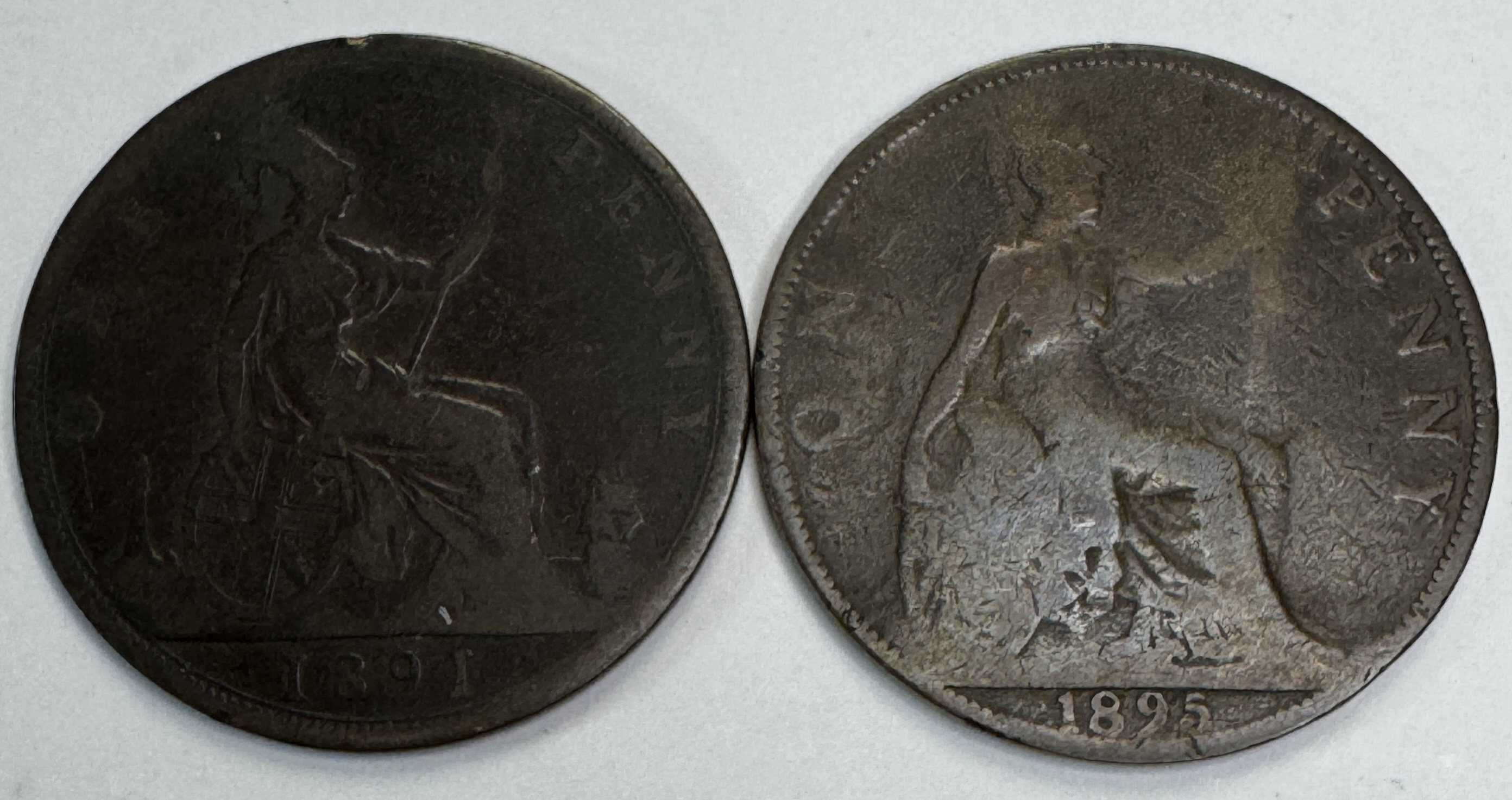 Lot of (2) 1891 & 1895 Great Britain Large Cents | Property Room