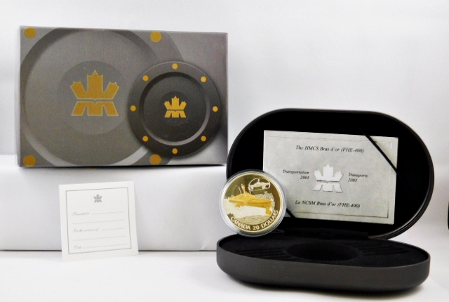 2003 $20 Canada HMCS Bras d'or (FHE-400) Military Ship - Gold Plated ...