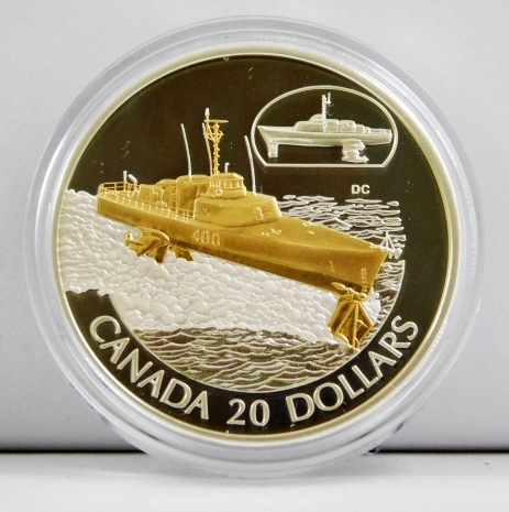 2003 $20 Canada HMCS Bras d'or (FHE-400) Military Ship - Gold Plated ...