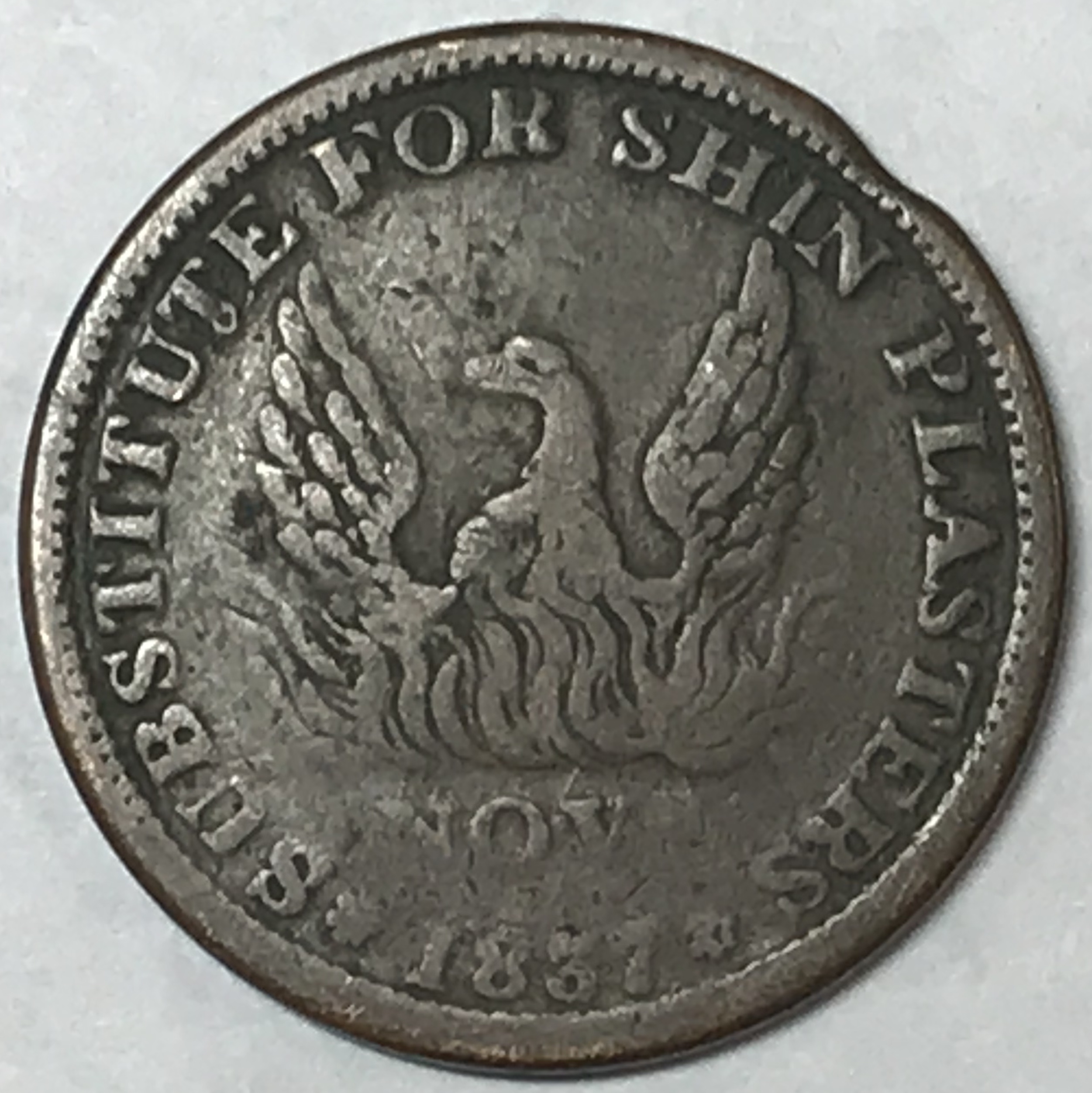 1837 Hard Times Token - Substitute for Shin Plasters - Specie Payments ...