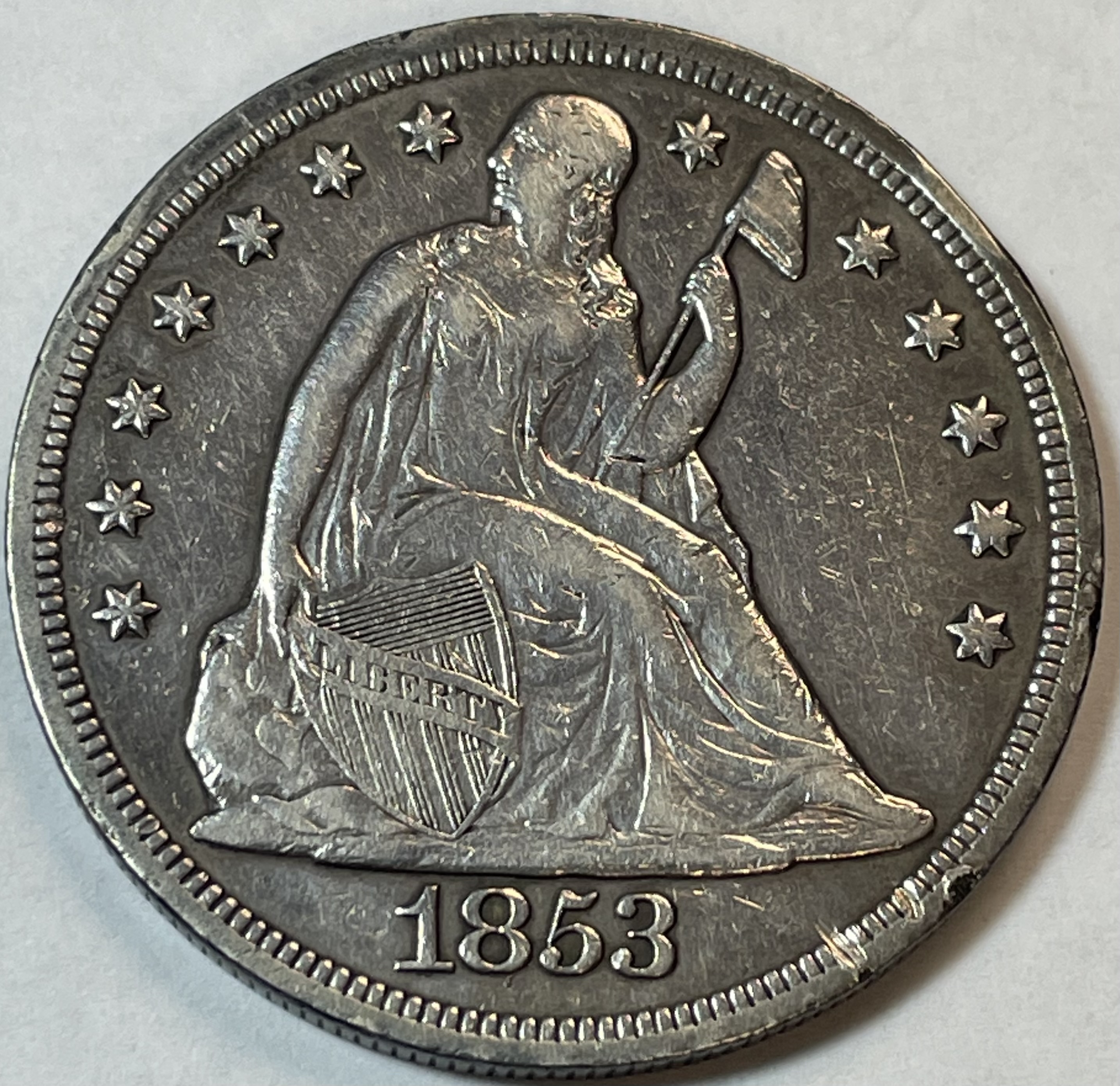 HIGH GRADE RARE 1853 Seated Liberty Silver Dollar w/Full LIBERTY in ...