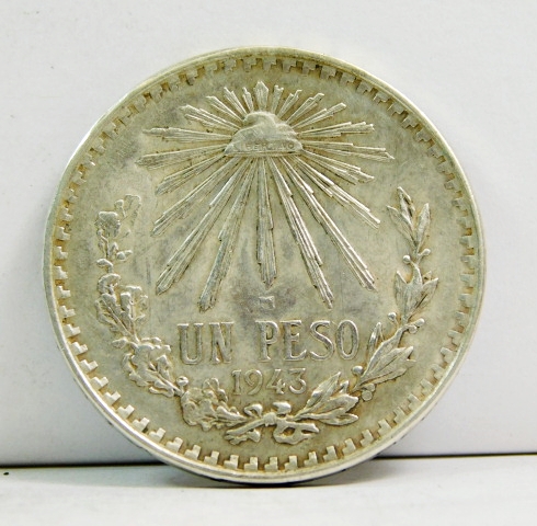 1943 Silver Uno Peso Mexican-Original Condition | Property Room