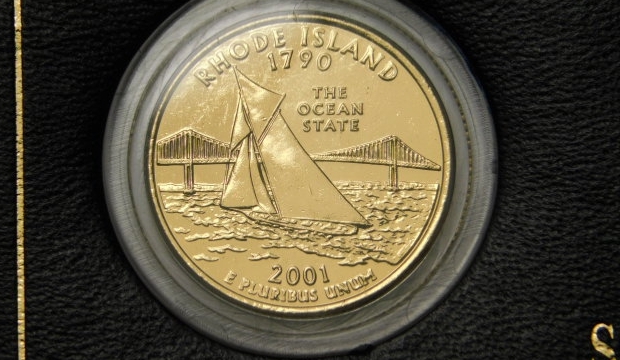 2001-P 24K Gold-Layered Rhode Island Commemorative State Quarter - In ...