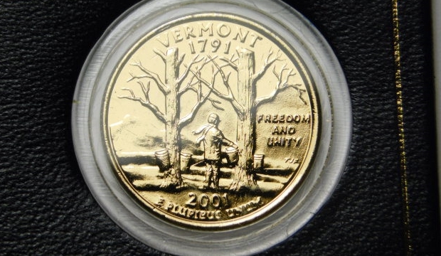 2001-P 24K Gold-Layered Vermont Commemorative State Quarter - In ...