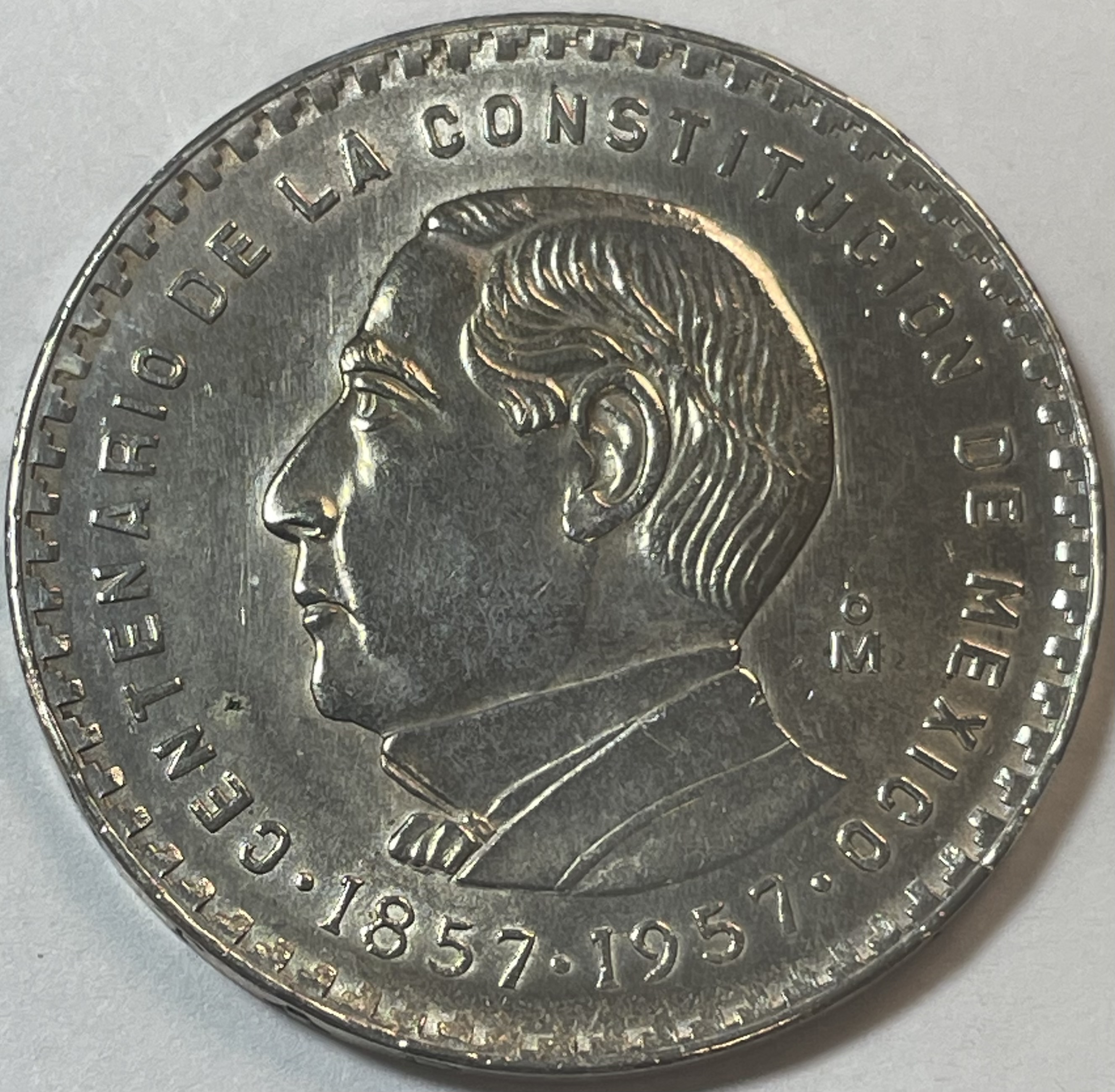 1957 Mexico Silver Peso - 100th Anniversary of Mexico's Constitution ...