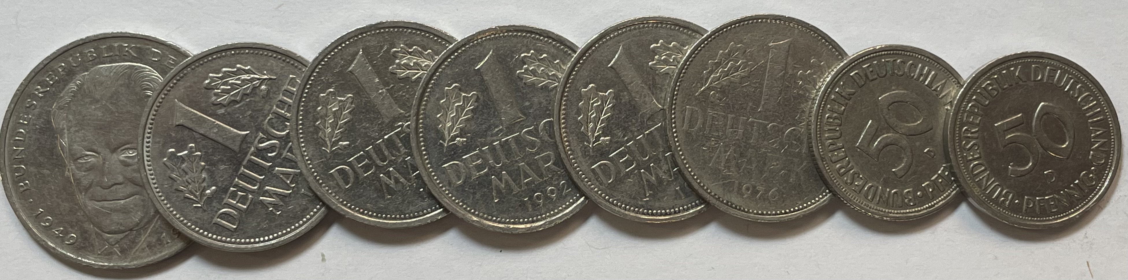 Lot of (8) German Coins Totaling 8 Marks | Property Room